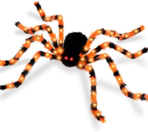 Amazon.com: Brightown 4.9Ft Giant Halloween Spider Decoration 38LED ...