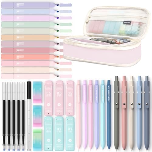 Four Candies Pack of 39 School Supplies with Pencil Case, 12 Pastel ...