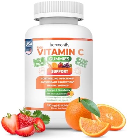 Amazon.com: HARMONIFY Kids Vitamins C & D Gummies with Zinc, Orange, Grape and Cherry Flavors ...