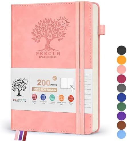 Amazon.com : PERCUN Lined Journal Notebook for Women Men, Hardcover ...