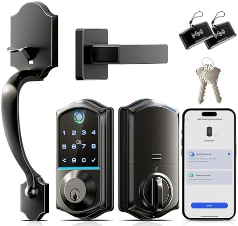 Veise Fingerprint Smart Front Door Lock Set, App Control, Keyless Entry ...