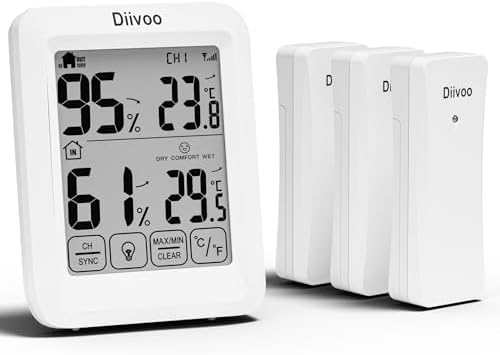 Amazon.com: Diivoo Indoor Outdoor Thermometer Wireless, Display Digital ...