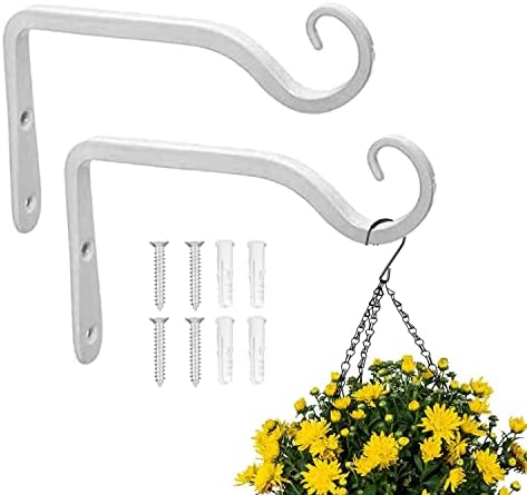 2 Pack Hanging Basket Bracket, Wall Hanging Basket Holder Hanger Hooks ...