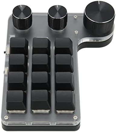 One Handed Macro Mechanical Keyboard, 12 Keys Programmable Keypad with 3 Knobs, Bluetooth USB ...