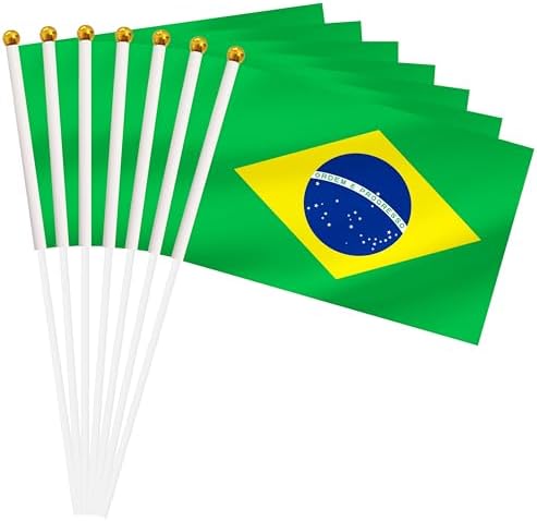 Amazon.com : Kind Girl 25 Pack Hand Held Small Mini Flag Brazil Flag ...