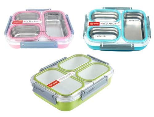 Buy Homesoul 3 Compartment Leak Proof Dinner Tiffin Box for Office ...