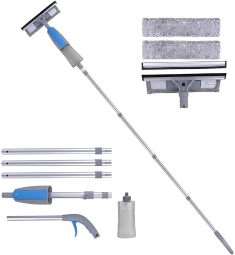 Wiseten Window Squeegee Cleaner Tool with Spray, 3-in-1 Window Washer ...
