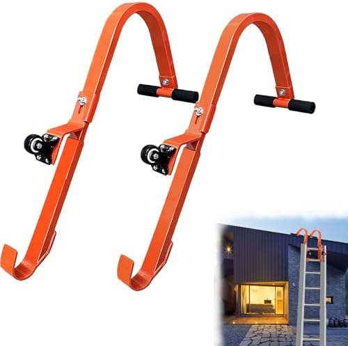 Heavy Duty Ladder Roof Hook with Wheel Rubber Grip T-Bar, Extension ...
