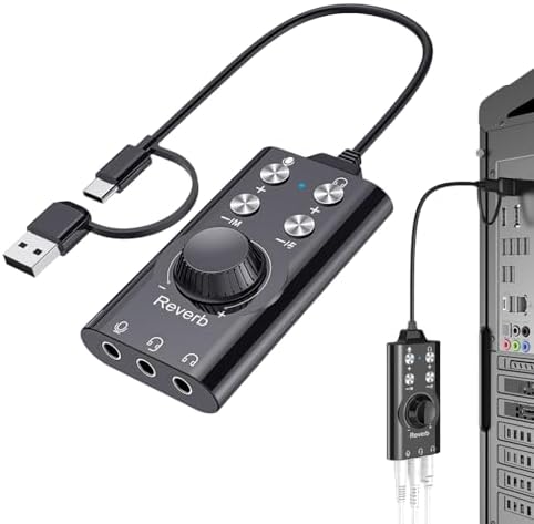 ZORBES® USB/USB-C External Sound Card Adapter with Reverb Effects, 3 ...