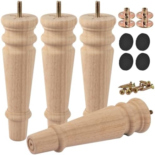 Btowin 8 Inch / 20cm Unfinished Wooden Bun Feet, 4Pcs Solid Wood ...