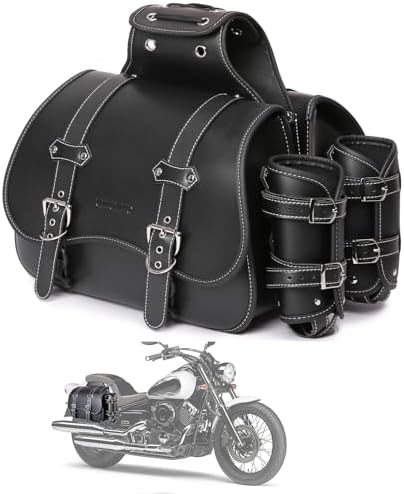 QJBOMTO High-Density Leather Motorcycle Saddlebags-Throw Over Saddle ...