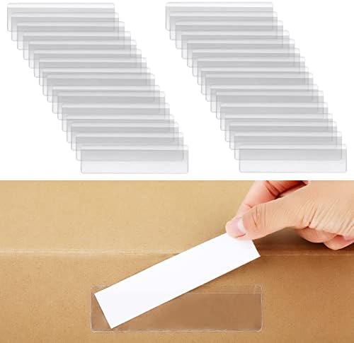 TIESOME 32 Pack Label Holders Adhesive Shelf Tag 1.2 x 4.3 Inch Clear ...