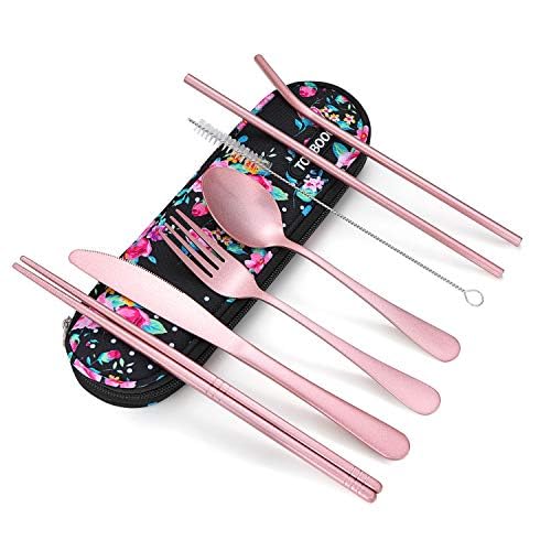 Amazon.com: Travel Utensils,Reusable Silverware Set To Go Portable ...