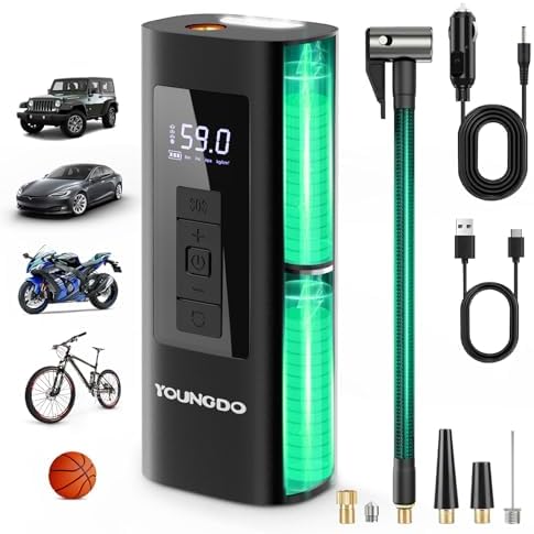 YOUNGDO Tire Inflator Portable Air Compressor, 6000mAh Electric Air ...