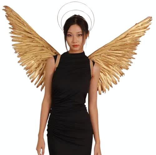 Amazon.com: Saltburn Gold Angel Wings and Halo Headband Set for Costume ...