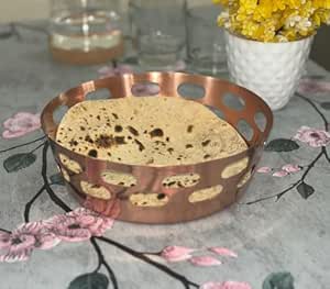 Buy PURI - Stainless Steel Bread/Roti Basket Capsule Cut Copper Glossy ...