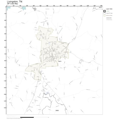 ZIP Code Wall Map of Livingston, TN ZIP Code Map Not Laminated: Amazon ...