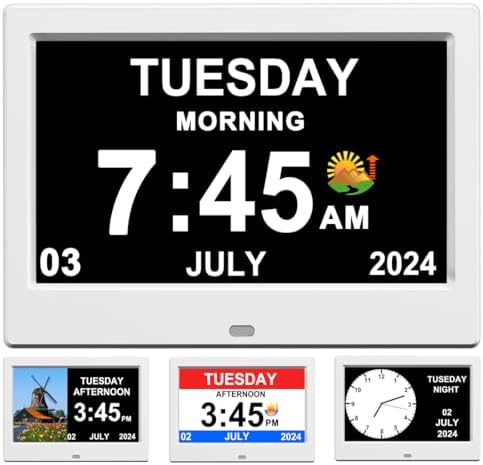 Large Display Digital Wall Calendar Clock with Date Day of Week, Alarm ...