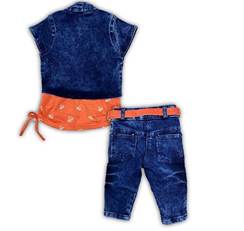 Buy Girls Denim Jacket Capri and Top 3 Piece Set (X-Small, red) at ...