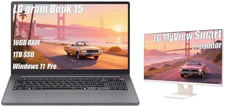 Amazon.com: LG gram Book 15 Thin Lightweight Laptop Computer, with My View Smart Monitor, 16GB ...