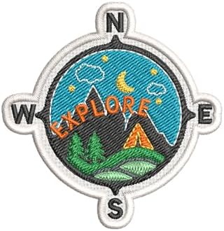 Amazon.com: Compass Patch Black White Iron-on Embroidered Applique for ...