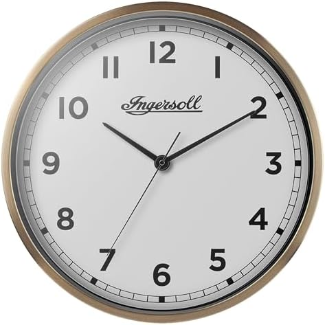 Ingersoll Analogue Wall Clock, Easy To Read, 30cm Diameter in Gold ...
