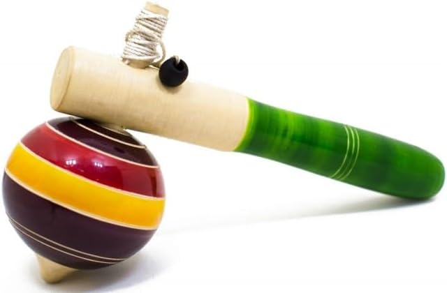 Buy WudCraft Wooden Spinning Toy for Kids, Lattu, Buguri, Bambaram Desi ...