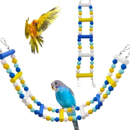Amazon.com : Prevue Pet Products Naturals Rope Ladder Bird Toy, Wood ...