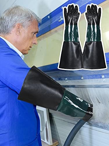 2 Pairs 23.6 Inch Rubber Sandblast Cabinet Gloves Heavy Duty ...