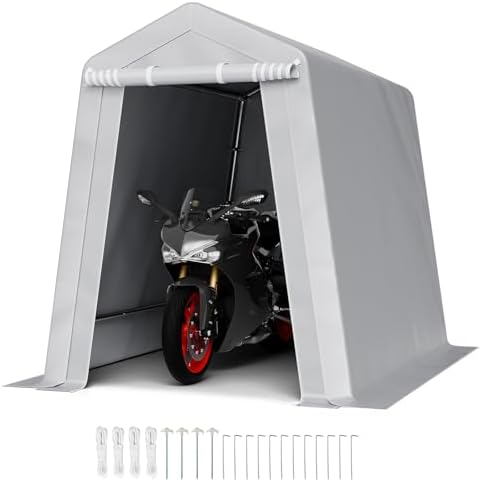 Amazon.com: VEVOR 6x8x7 FT Heavy-Duty Portable Outdoor Storage Shed ...