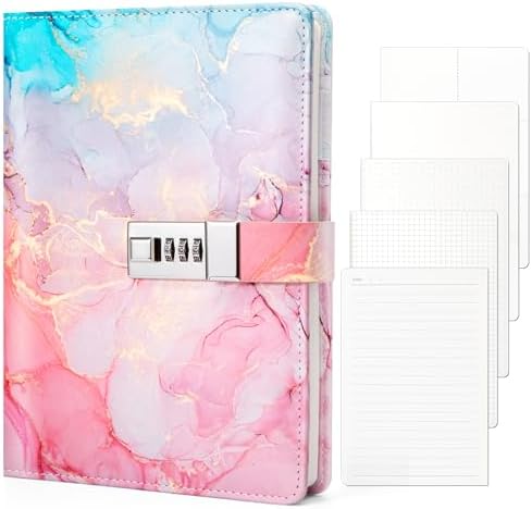 Amazon.com : Toplive Marble Diary with Lock for Girls and Women, A5 Secret Journal with Lock, PU ...