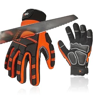 Vgo... 1 pair of work gloves, mechanics gloves, impact gloves, anti ...