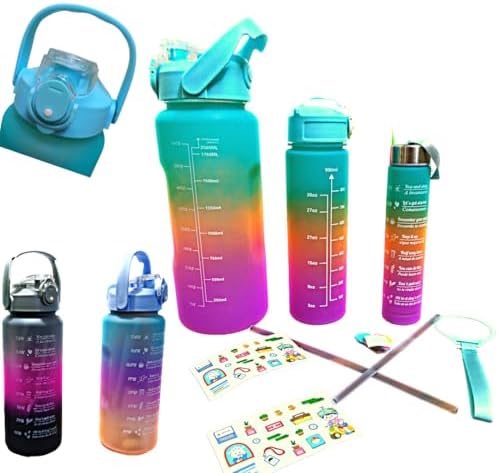 3 in 1 Motivational Water Bottle Set - Multi-Design, 2L + 900ml + 300ml ...