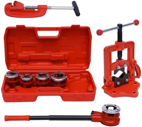 CNCEST Pipe Cutter Threading Tool Kits, Pipe Threader Ratchet Typeand5 ...
