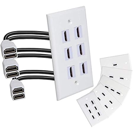 Amazon.com: 6 Ports 4K HDMI Wall Plate Outlet Cover Built-in Switch ...