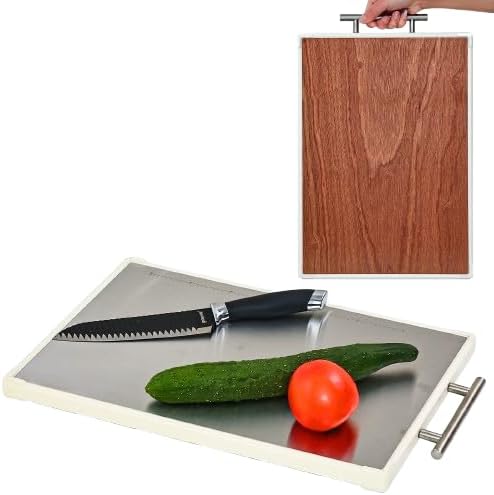 Amazon.com: Rashid & Sid Stainless Steel cutting board, Wood ...