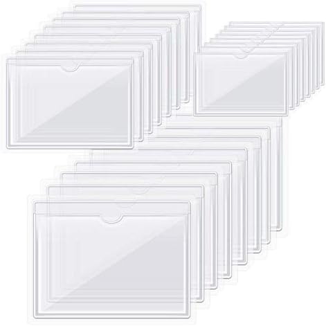 Amazon.com : 100 Pieces Clear Adhesive Pockets Holder and Clear Binder ...