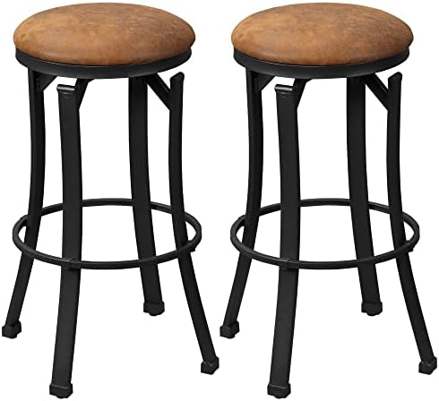 HOMCOM Bar Stools Set of 2 Microfiber Cloth Bar Chairs W/ Steel Legs ...