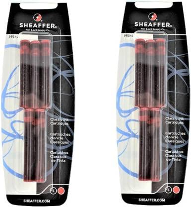 SHEAFFER Fountain Pen Classic Ink Cartridge – RED - Set of 5 (Pack of 2 ...