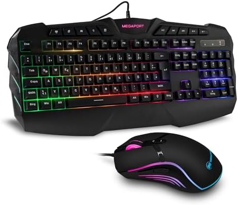 Clavier Gamer Megaport avec éclairage RVB + Souris Gamer 7 Boutons 6400 ...