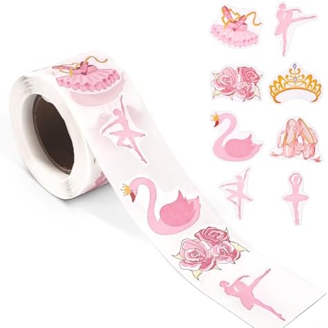 Amazon.com: BeYumi 1000Pcs Ballet Dance Themed Stickers in 2 Rolls Pink ...