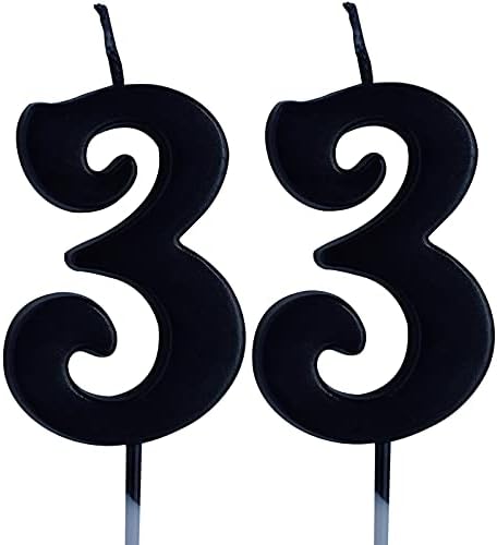 Amazon.com: Black 33rd Birthday Candle, Number 33 Years Old Candles ...