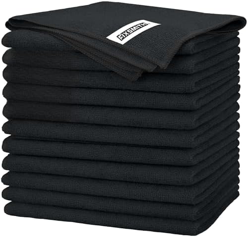 Amazon.com: FIXSMITH Black Microfiber Cleaning Cloth -Pack of 12 ...