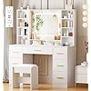 Amazon.com: ANWBROAD Vanity Desk Table with Lighted Mirror 39.4“ Girls ...