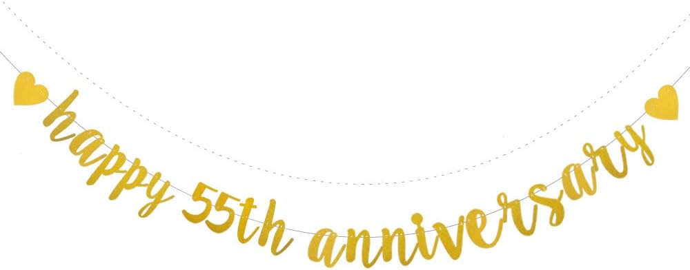 Amazon.com: Cheers to 55 Years Gold Glitter Banner - 55th Birthday and ...