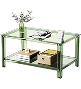Amazon.com: solaround Acrylic Coffee Table with Storage Shelf,Rectangle ...