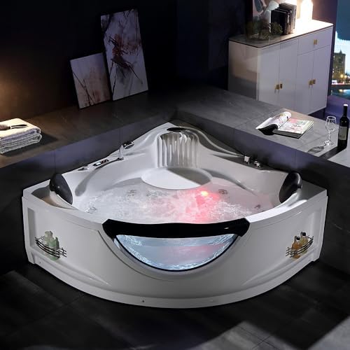 Weibath 73'' Whirlpool Tub Water Massage Two Person Jetted Bathtub 3 ...