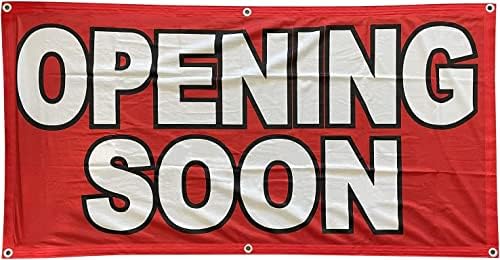 Amazon.com: 4 Less Co 2x4 Feet Opening Soon Banner Sign Fabric with ...