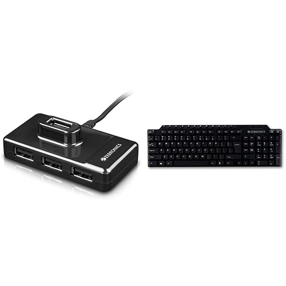 ZEBRONICS Zeb-100HB 4 Ports USB Hub for Laptop - Black & ZEB-KM2100 ...