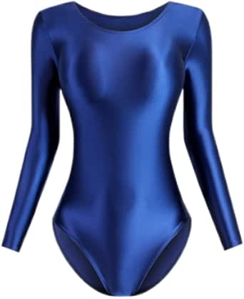 Amazon.co.jp: MJINM レディースUネックレオタード 超光沢 伸縮性 極薄素材 激密着 目立つレースクイーン キャンペーン ...